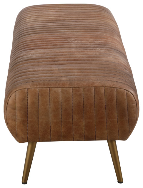 Endora Bench Open Road Brown Leather - Midcentury - Upholstered Benches ...