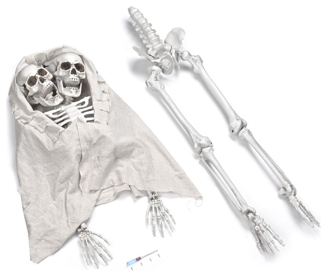 Yescom Life Size Skeleton Poseable Two Head 5.4Ft for Halloween Party ...