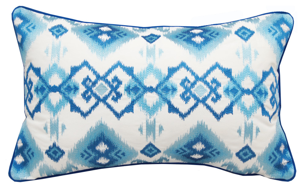 Modern Ikat Pattern Indoor/Outdoor Pillow - Southwestern - Outdoor ...