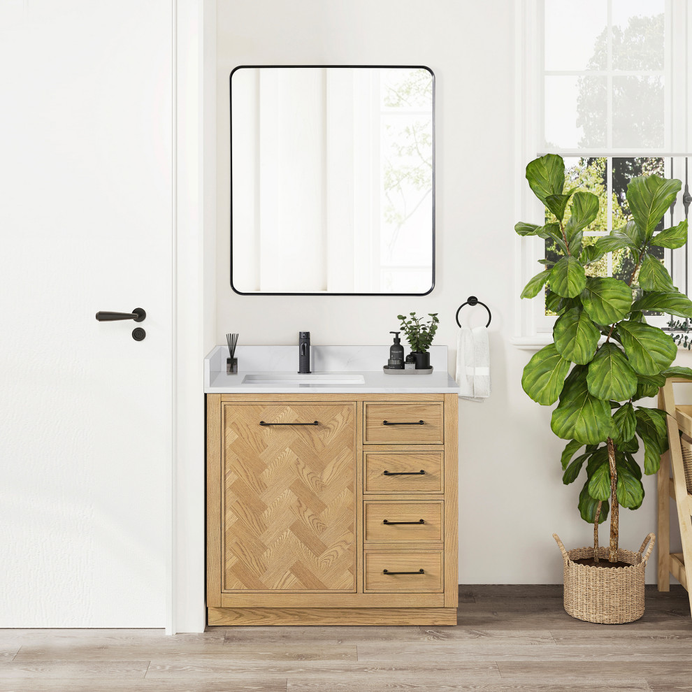 Jakarta Bath Vanity, Quartz Top No Mirror, 36" - Transitional ...