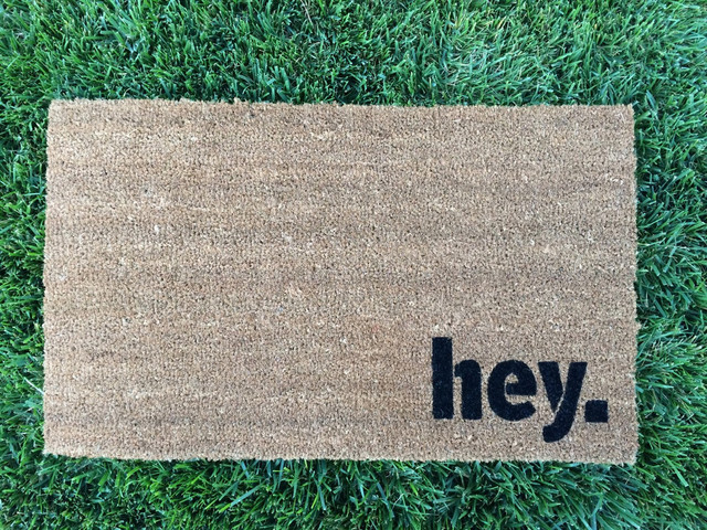 Hand Painted "Hey." Welcome Mat - Contemporary - Doormats - by Nickel ...