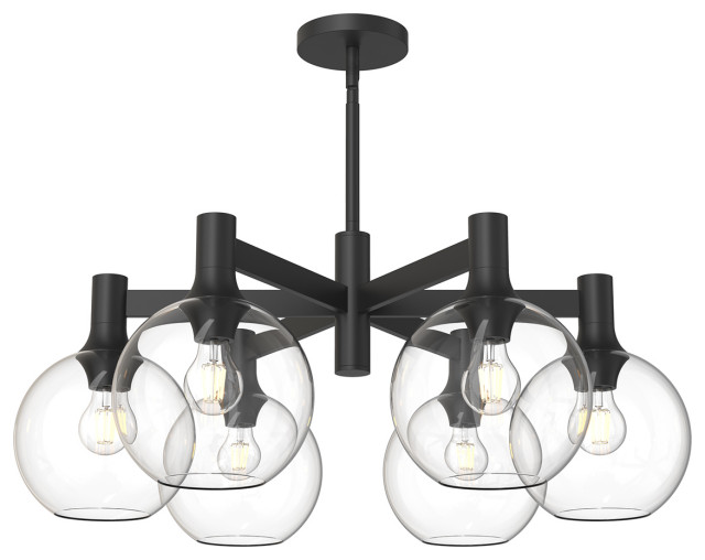 Castilla chandeliers,Matte Black | Clear Glass D29-1/2" x H12-5/8" - Transitional - Chandeliers ...