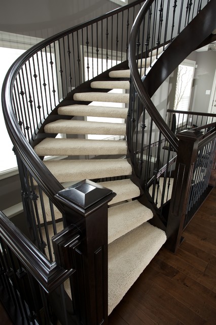 180 degree open rise stair - Traditional - Staircase - Calgary - by ...