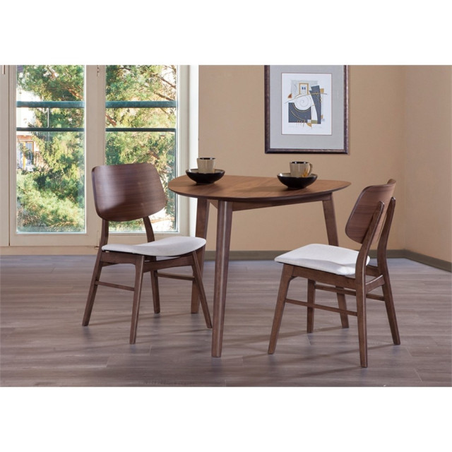 Pemberly Row Modern Corner Table and 2 Wood Back Chairs in Brown ...