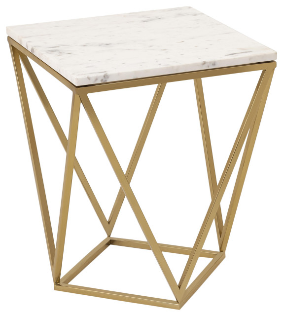 Leopold White Marble Side Table - Contemporary - Side Tables And End ...
