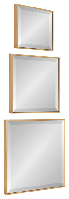 Rhodes Modern Square Mirror Set, Gold 3 Piece, 3 Piece - Transitional ...