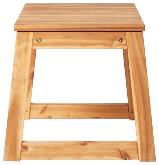 Pemberly Row Modern Solid Wood Outdoor Slat-Top Side Table - Natural ...