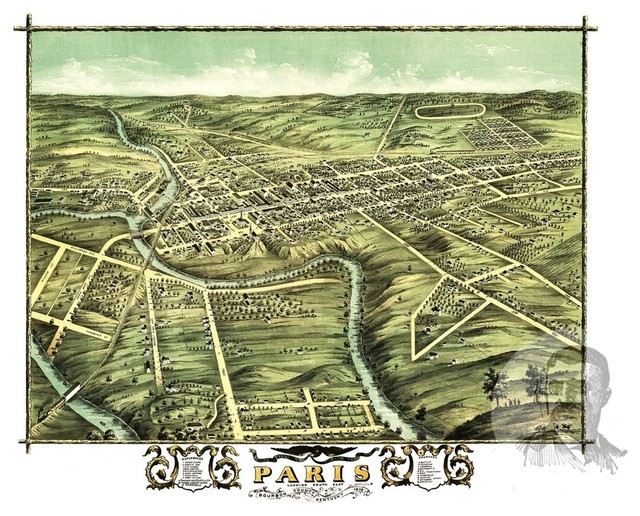 Old Map of Paris Kentucky 1870, Vintage Map Art Print, 12"x18 ...