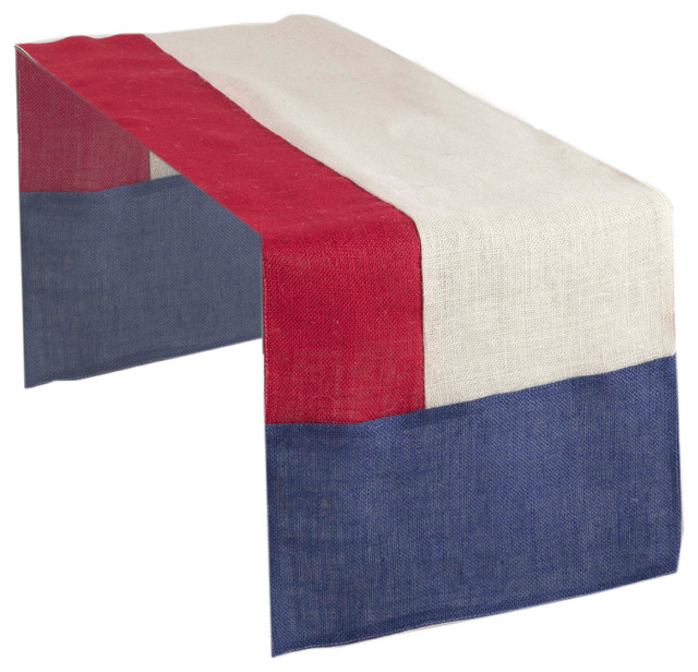 American Flag Design Color Block Jute Table Runner - Farmhouse - Table ...