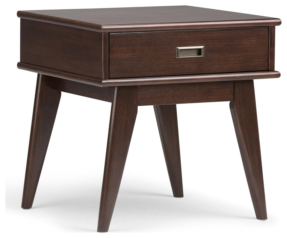 Retro Modern Side Table, Angled Legs With Spacious Drawer - Midcentury ...