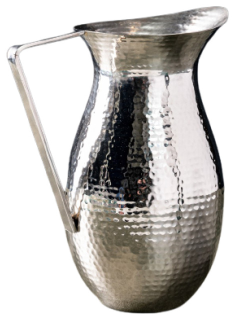 HomeRoots Handcrafted Hammered Stainless Steel Water Serving Pitcher ...