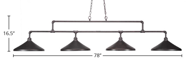 Vintage 4-Light Bar, Dark Granite - Industrial - Pool Table Lights - by ...