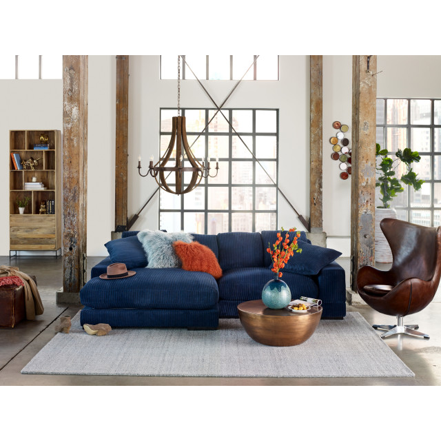 2 PC Blue Corduroy Large Reversible Modular Sectional Sofa ...