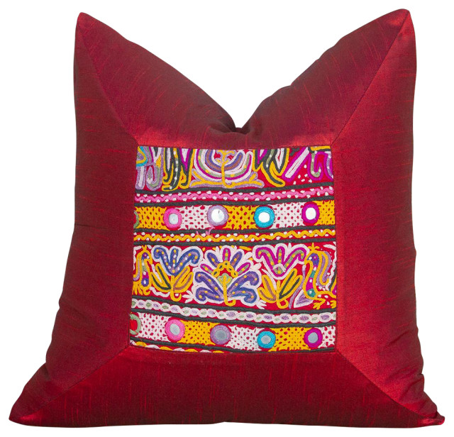 Deeba Indian Silk Decorative Pillow - Contemporary - Decorative Pillows ...