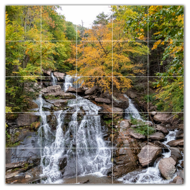 Waterfalls Ceramic Tile Wall Mural HZ501088, 60" Wide x 60" High ...