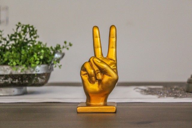 Peace Sign hand sculpture choco color - Contemporary - Decorative ...