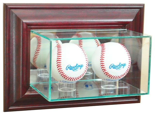 Wall Mounted Double Baseball Display Case - Traditional - Display And ...