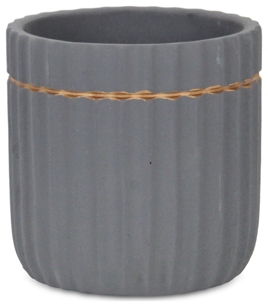 Gray Ceramic Pot with Gold Trim - Contemporary - Outdoor Pots And ...