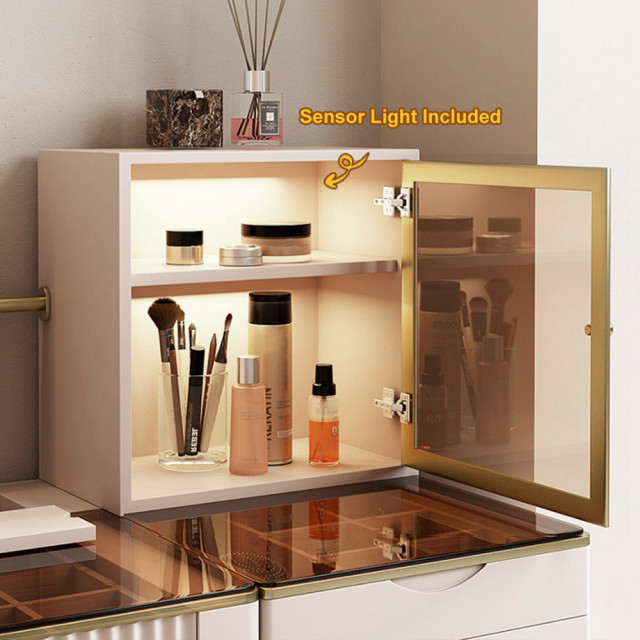 Makeup Vanity Set With Jewelry Storage/Cabinet/Stool - Contemporary ...