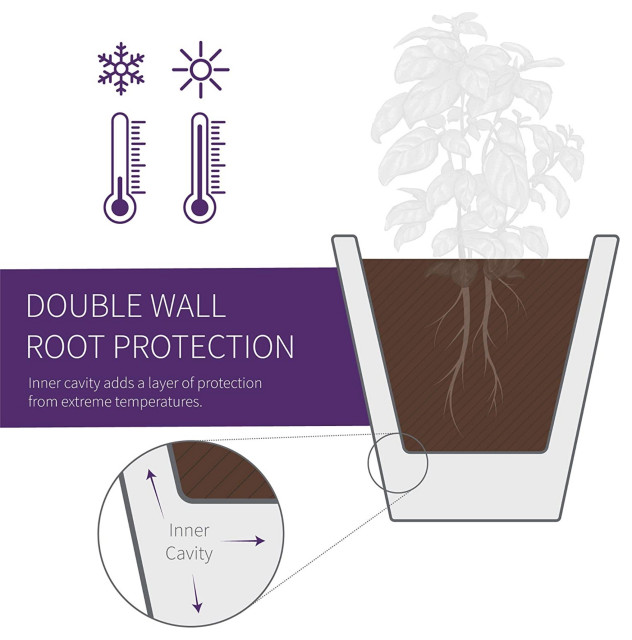 Crescent Garden Madison Planter, Double-Walled Plant Pot, 20" (Alpine ...