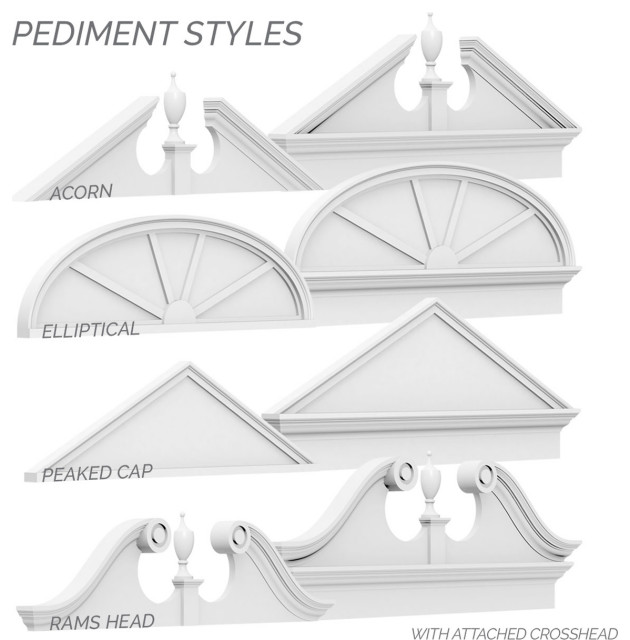 Peaked Cap Sunburst Architectural Grade PVC Pediment, 86"W x 22-1/2"H x ...