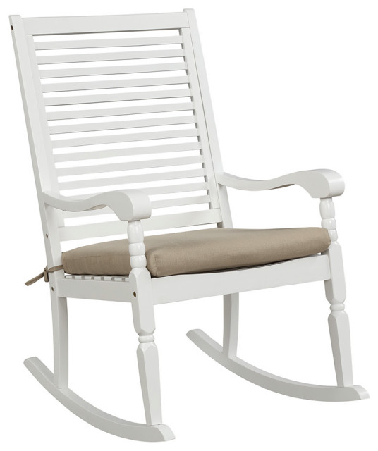 Indoor/Outdoor Elegant Hardwood Porch Rocking Rocking Chair- White ...