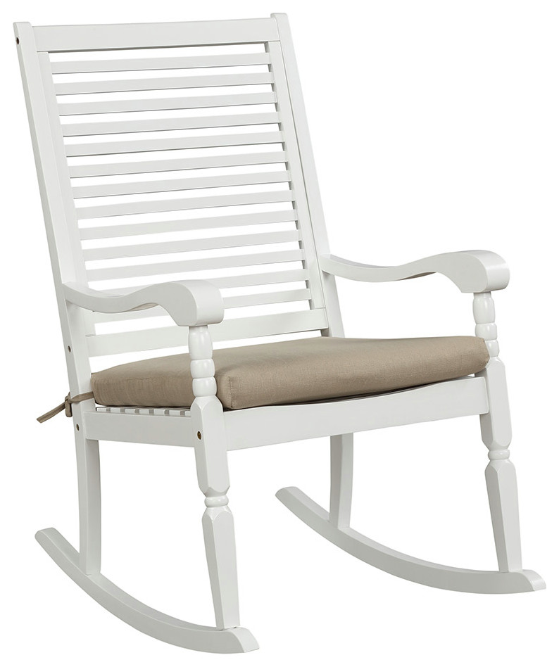 Indoor/Outdoor Elegant Hardwood Porch Rocking Rocking Chair- White ...