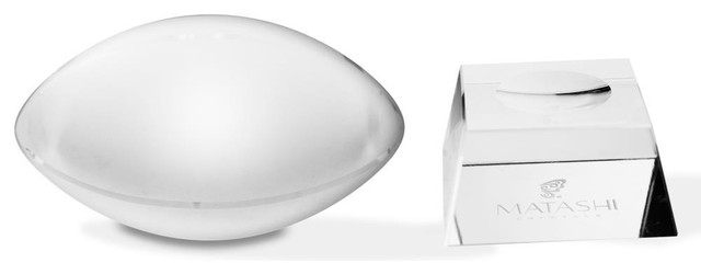 Crystal Paperweight with Etched Football Ornament and Trapezoid Base by ...