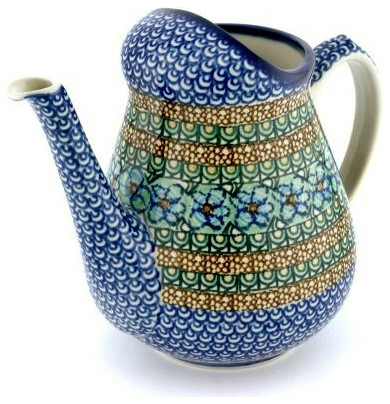 Polish Pottery 9-Cup Stoneware Pitcher Hand-Decorated Design ...