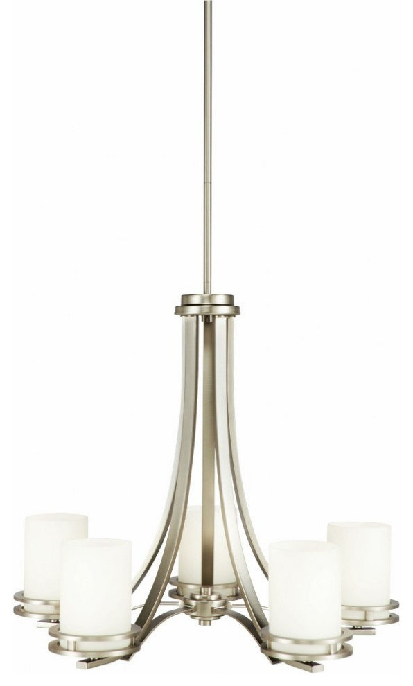 Mid Century Modern Five Light Chandelier-Brushed Nickel Finish ...