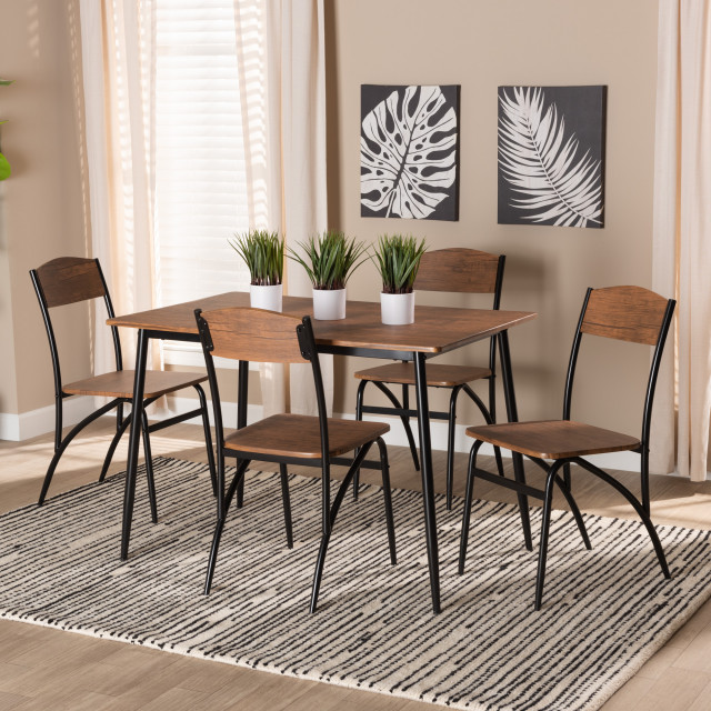 Lise Wood and Metal 5-Piece Dining Set - Industrial - Dining Sets - by ...