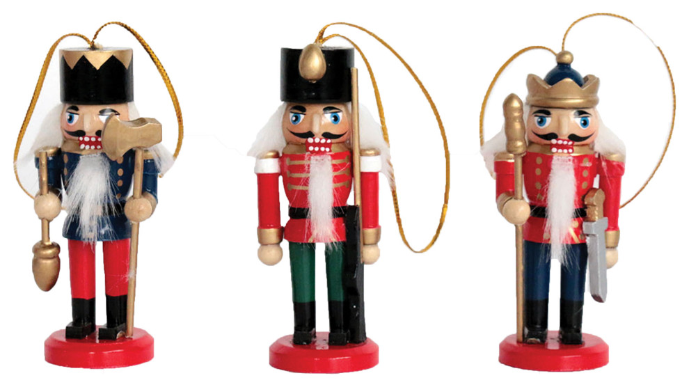 3.3" Nutcracker Ornaments, Set of 3 - Traditional - Christmas Ornaments ...