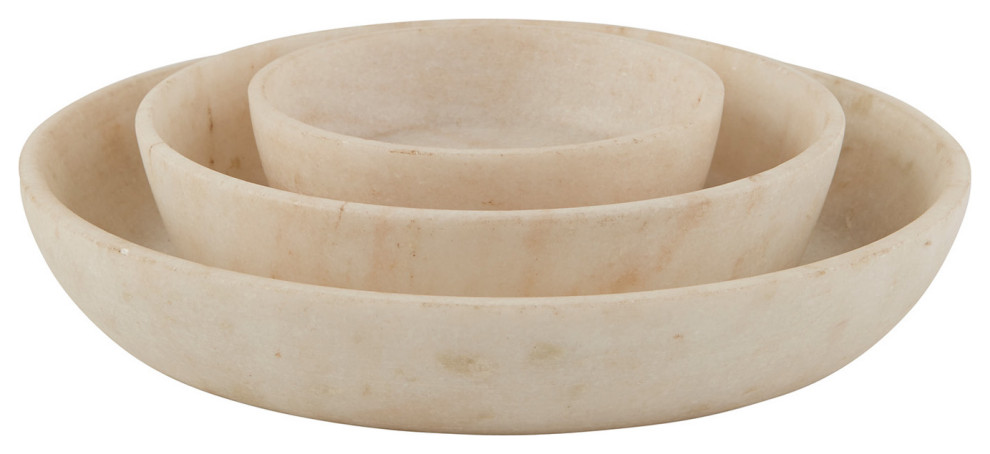 Nesting Fluted Marble Bowls, 3-Piece Set - Transitional - Decorative ...