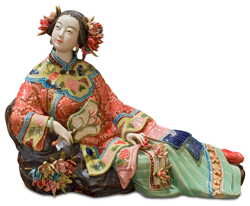 Chinese Porcelain Figurine, Qing Dynasty Lady in Spring Garment - Asian ...
