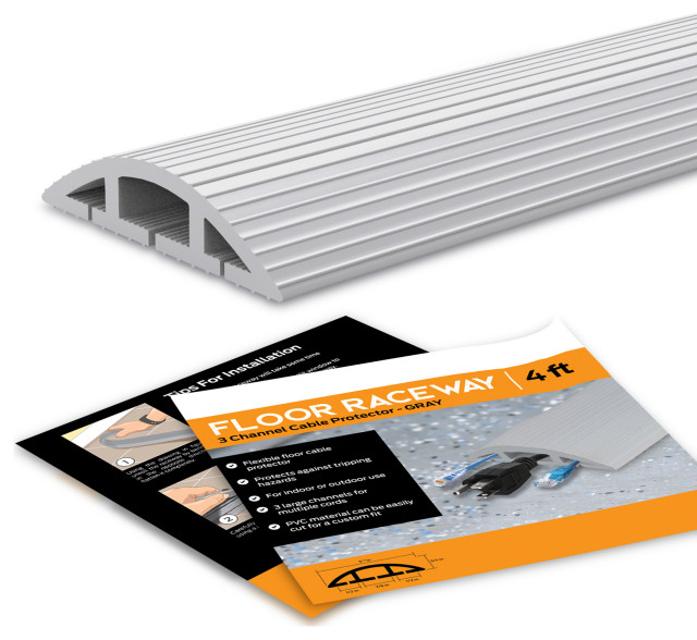 10-Foot Cord Cover Floor Cable Management Kit for Indoor or Outdoor Use ...