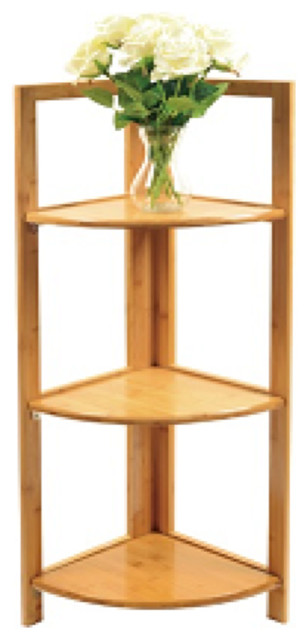 Timber Valley 3 Tier Bamboo Corner Shelf - Transitional - Display And ...