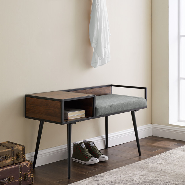 40" Modern Telephone Entry Bench, Gray - Midcentury - Accent And ...