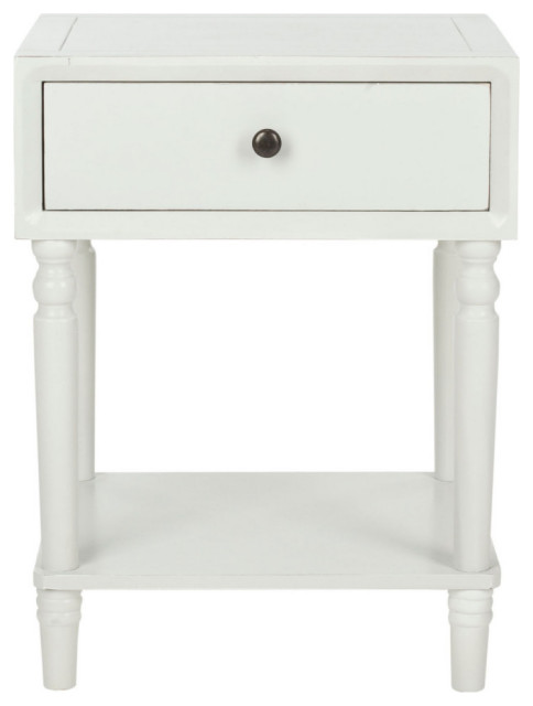 Thomas Accent Table With Storage Drawer, Off White - Traditional - Side ...