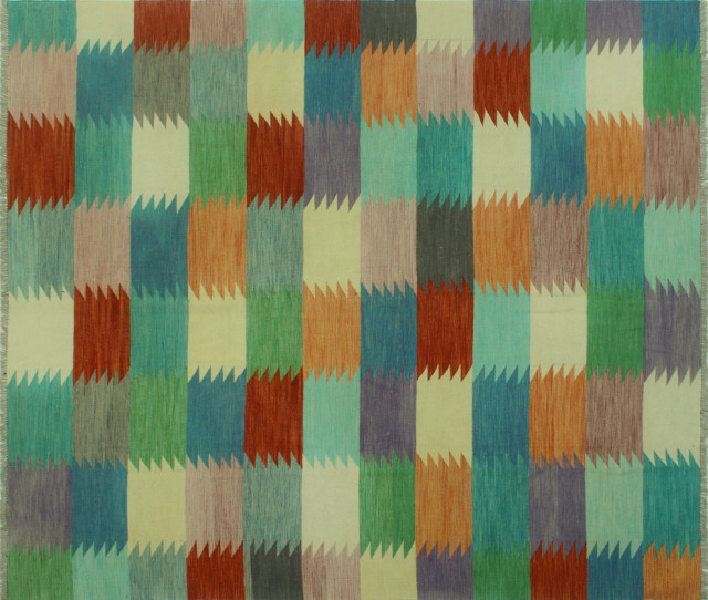 Winchester Kilim Hazrat Rust/Blue Rug, 8'2x9'9, 8'2x9'9 - Southwestern ...