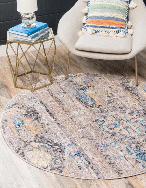 Rug Unique Loom Basilica Light Brown Round 3'3x3'3 - Contemporary ...