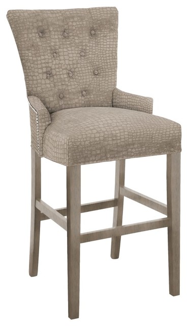 Modern Hekman Woodmark Sonya Bar Stool With Nickel Nailhead Trim ...