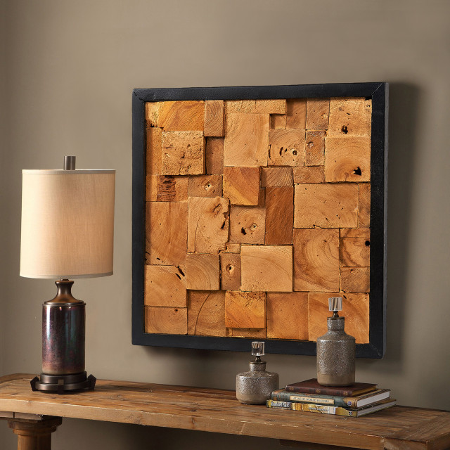 Aesthetic Square Wood Wall Decor, 17'' - Rustic - Wall Accents - by BNF ...