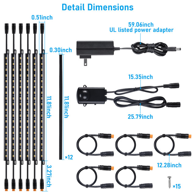 6 LED 3CCT 12" Linkable Light Bars, Motion Sensor - Modern ...
