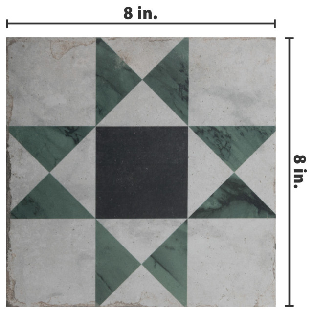 Renaissance Deco Emerald Cross Porcelain Floor and Wall Tile ...