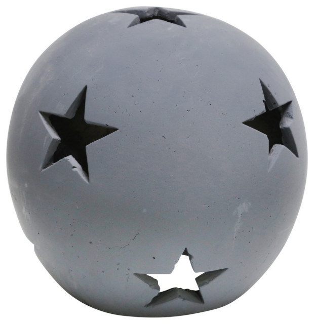 Ceramic 12" Star Orb, Matte Gray - Industrial - Garden Statues And Yard ...