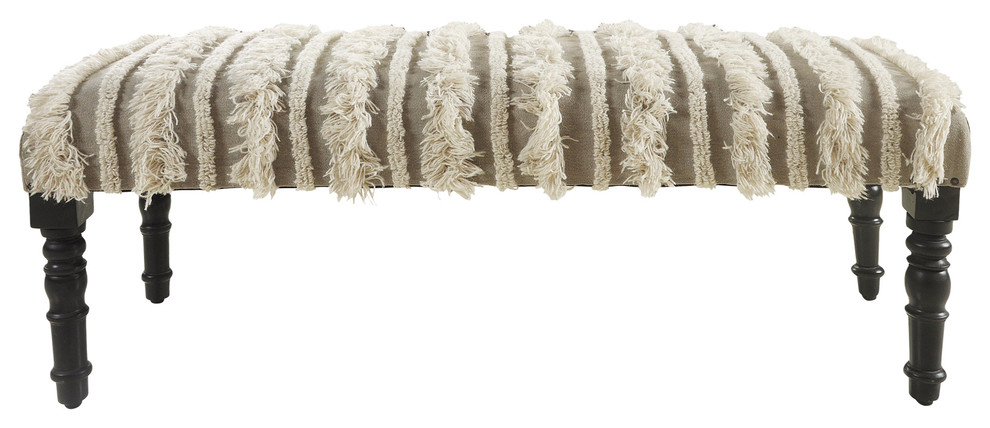 Cream Tufted Indoor Bench, 47" Length - Traditional - Upholstered ...