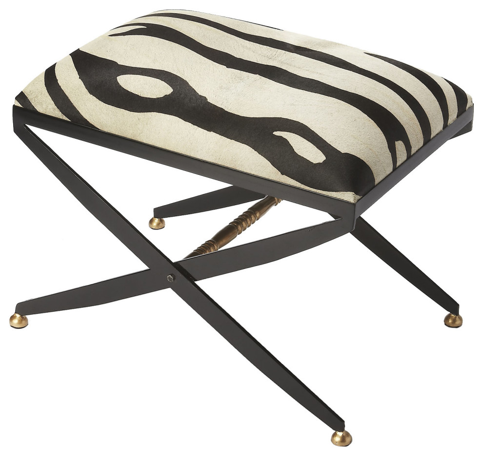 Liddy Hair-On-Hide Stool - Contemporary - Vanity Stools And Benches ...