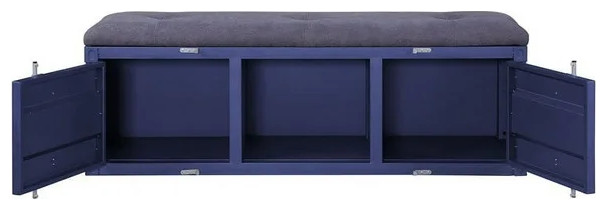 Industrial Cargo Container Style Metal Storage Bench with Cabinets and ...