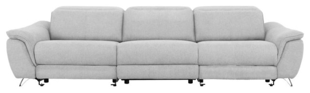 Larson Contemporary Gray Fabric Sofa With Electric Recliners ...