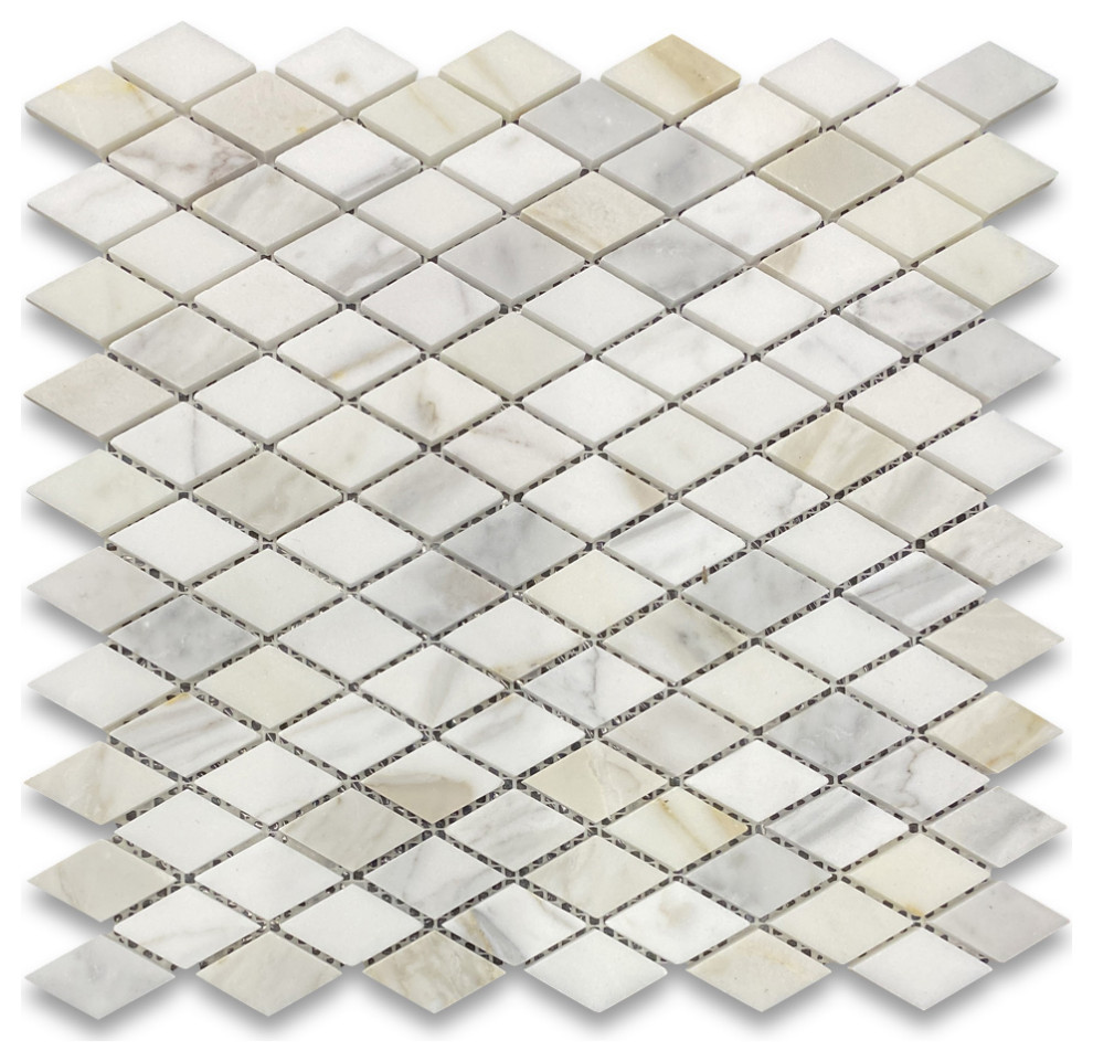 Calacatta Gold Calcutta Marble Rhomboid Diamond Mosaic Tile Honed, 1 ...